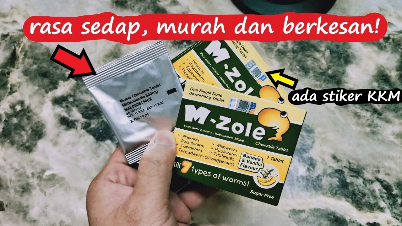 M ZOLE CHEWABLE TABLET 1S Ubat Cacing Dewasa Dan Kanak - kanak Perisa ...
