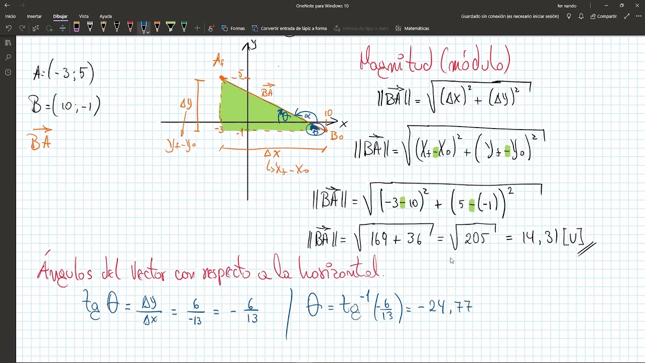 2BGU Matemáticas Ángulos y magnitud de Vectores en R2 - YouTube