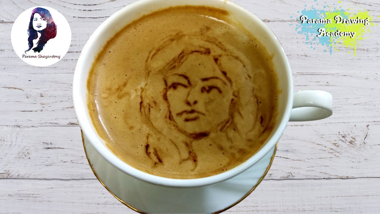 The COFFEE ART CHALLENGE | Free Hand Portrait Drawing on Coffee | By ...