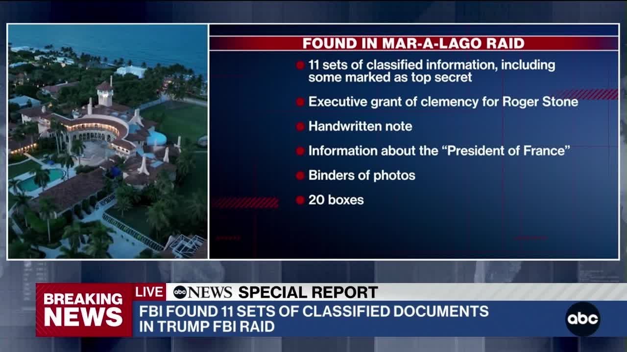 ABC News Special Report: FBI Found 11 sets of classified documents in ...