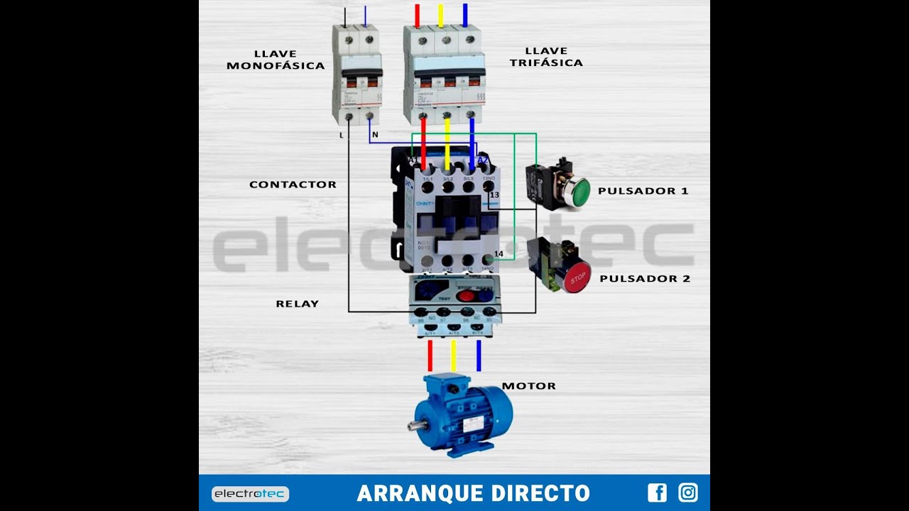 ARRANQUE DIRECTO DE UN MOTOR /MONOFASICO TRIFASICO - YouTube
