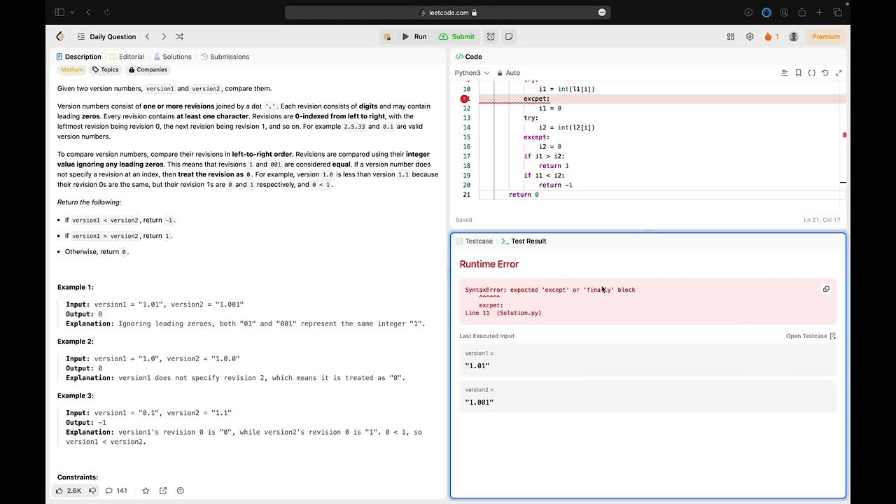 力扣第165题. 比较版本号 Leetcode 165. Compare Version Numbers - YouTube