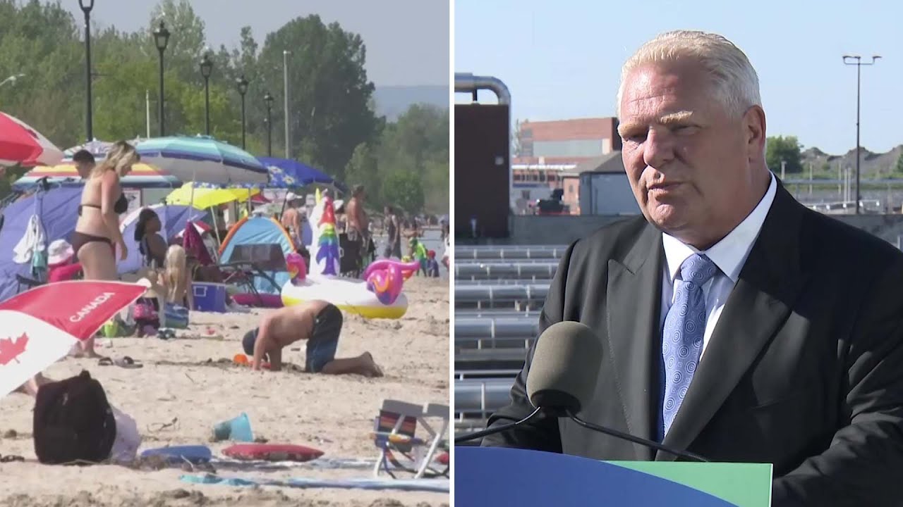 'Don't be pooping on the beach': Doug Ford on Wasaga reports - YouTube