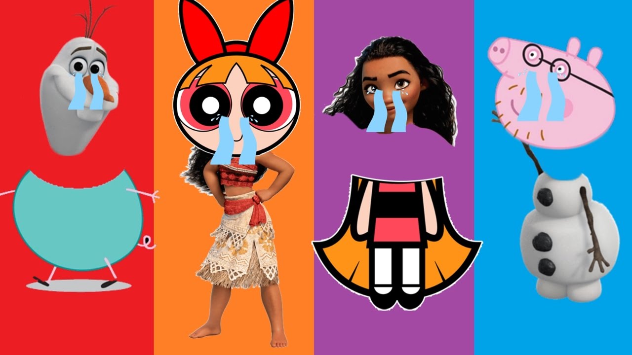 Wrong Heads Peppa Pig, Moana, Olaf, Powerpuff Girls Finger Family ...