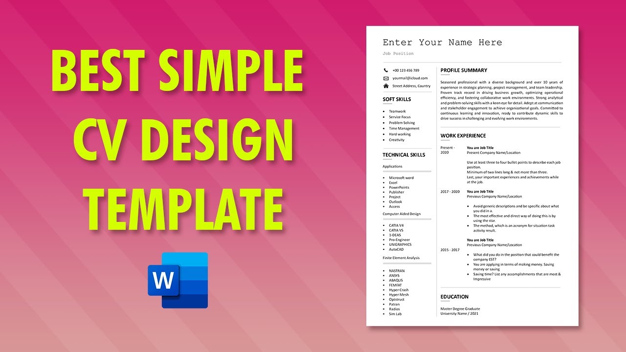 Best Simple and Clean CV Design in MS Word - Full Video - YouTube