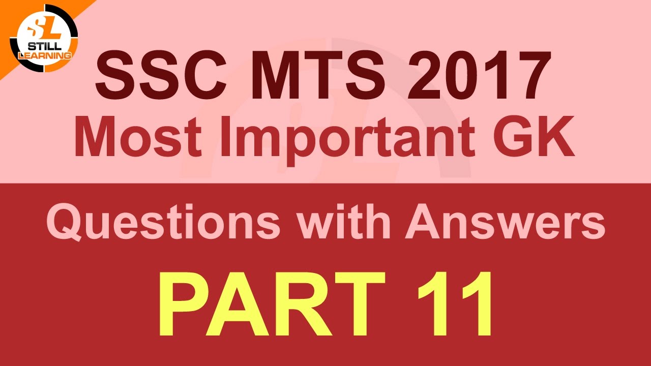 SSC MTS 2017 Most Important General Knowledge Questions with Answers ...