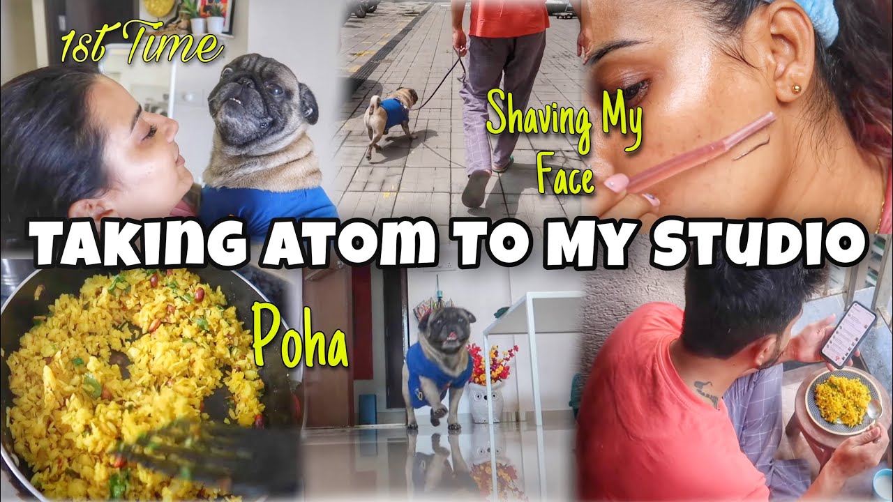 Atom Visits My Studio 1st Time💕 | Shaving My Face😲 | Eyelashes ...
