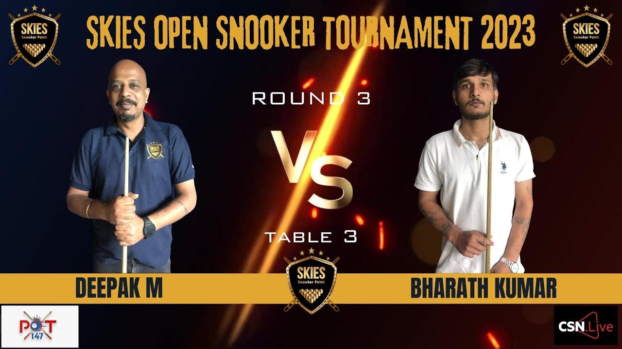 ROUND 3 - DEEPAK MALLIKARJUNA vs BHARATH KUMAR - T3 - SKIES OPEN SNOOKER TOURNAMENT 2023 - YouTube