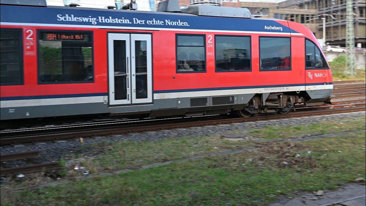 🚆 Triebwagen Lint DB 648 831-5 'Ascheberg' fährt los am Kiel-Hbf als ...