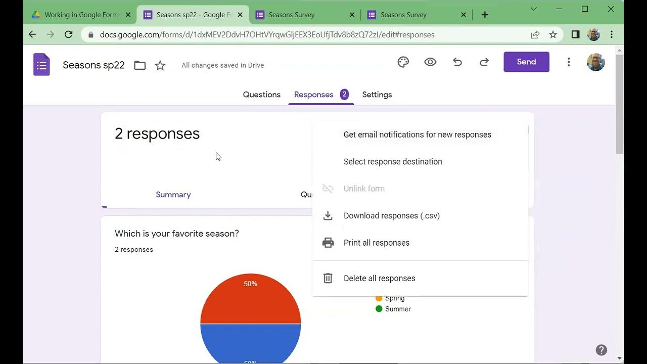 Google Forms 4 - Viewing and Analyzing Form Responses - YouTube