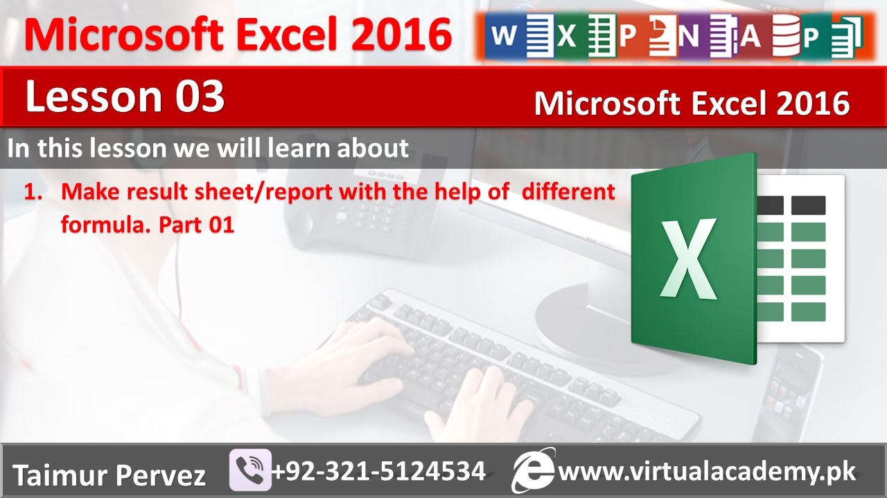 Microsoft excel 2016 complete training | How to Make Result Sheet ...