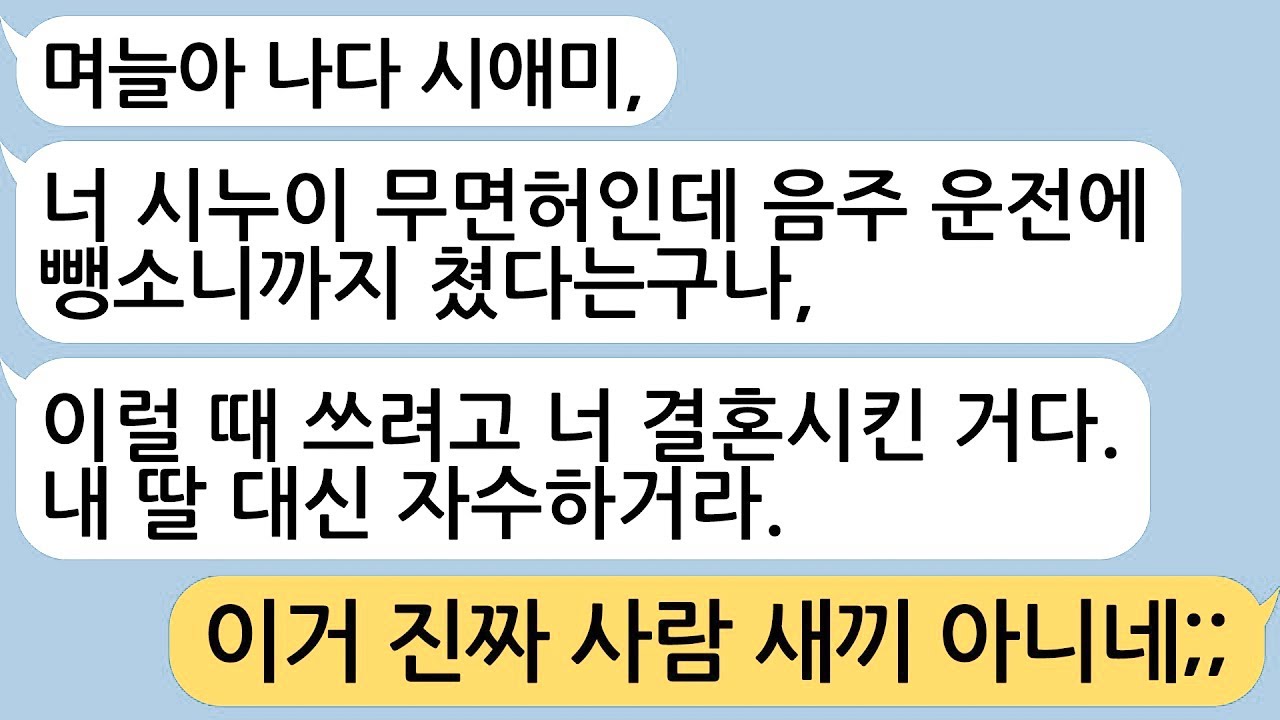 사소한걸로 트집잡고 시집질하는 시모와 시누 갑자기 연락와서 시누가 음주뺑소니 쳤다며 저보고 대신 자수하라고 하네요 정신나간