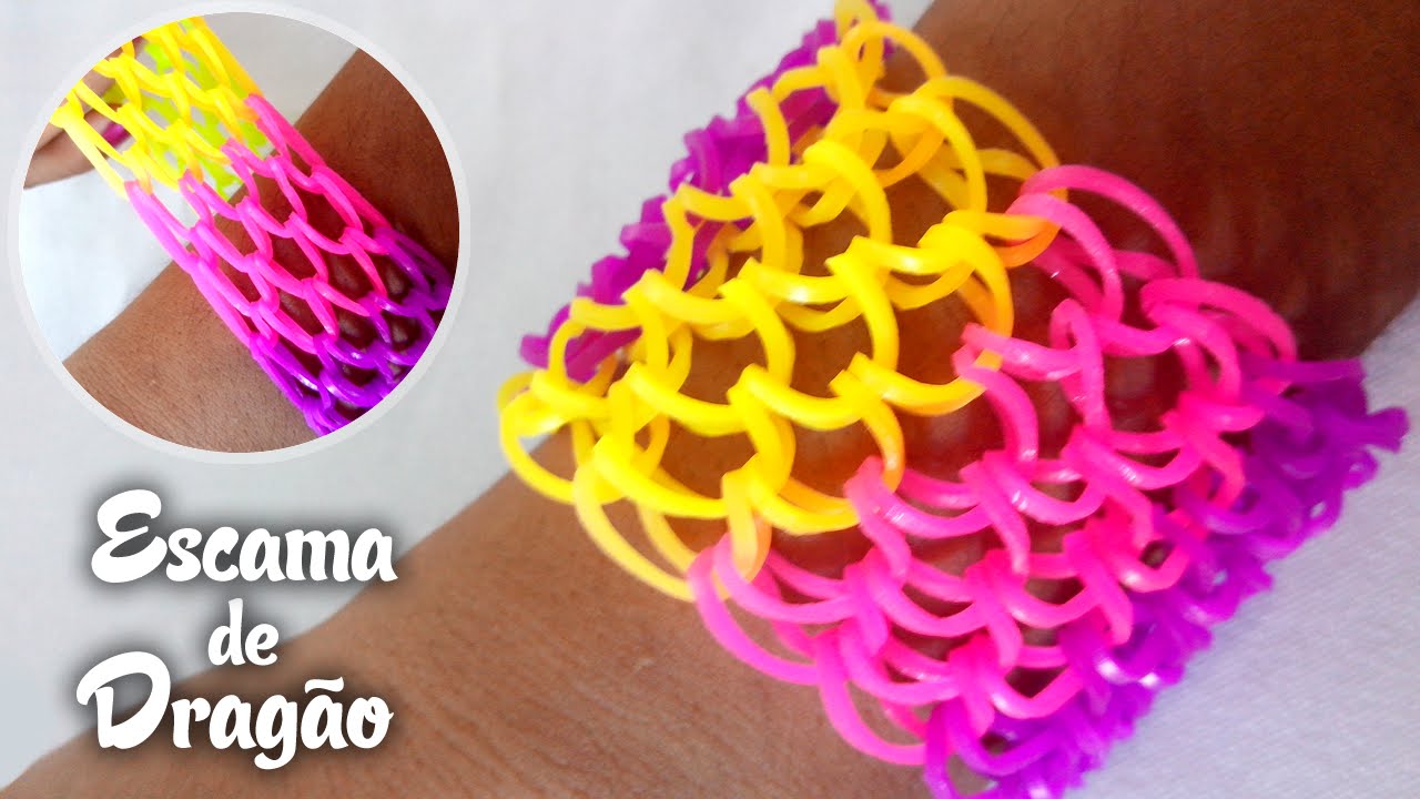 Pulseira de Elastico escama de dragão - Rainbow Loom Dragon Scale - YouTube