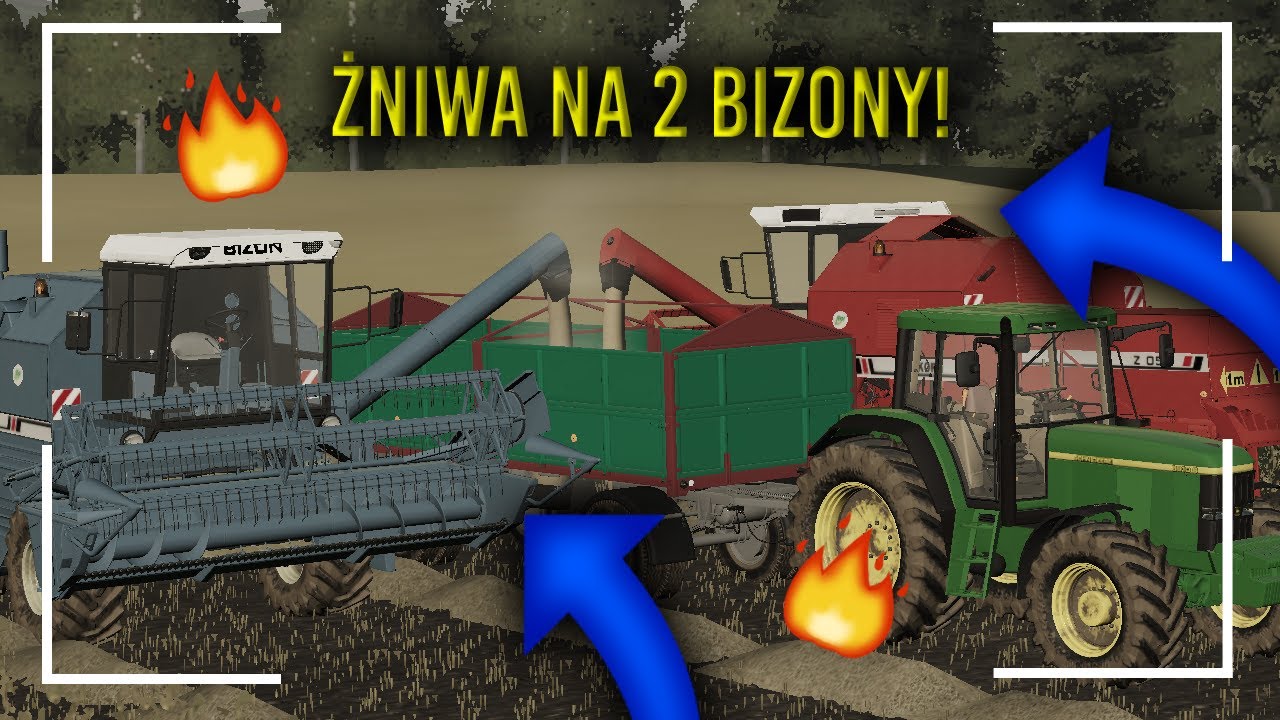 🔥FS19🔥EURO FARMS🌾ŻNIWA🚜2 BIZON Z058 & 1 JOHN DEERE & 2 URSUS🚜MEGA ...