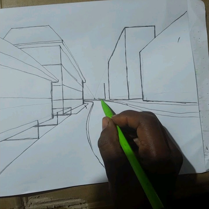 Comment dessiner une ville en perspective de 1 point de fuite partie 1 #perspective - YouTube