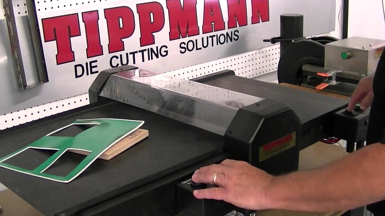 Tippmann Roller Die Cutting Press cutting vinyl covered foam using a ...