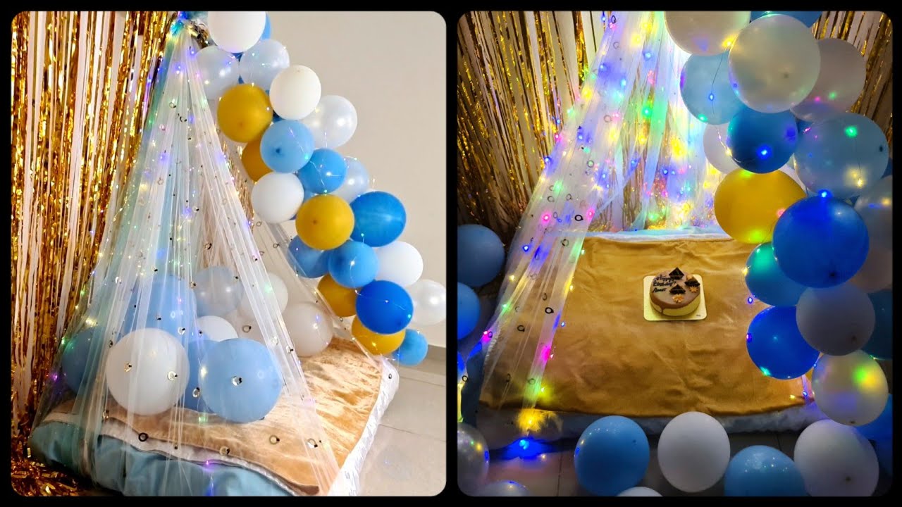 Easy canopy decoration ideas at home /DIY Canopy/birthday decoration at ...