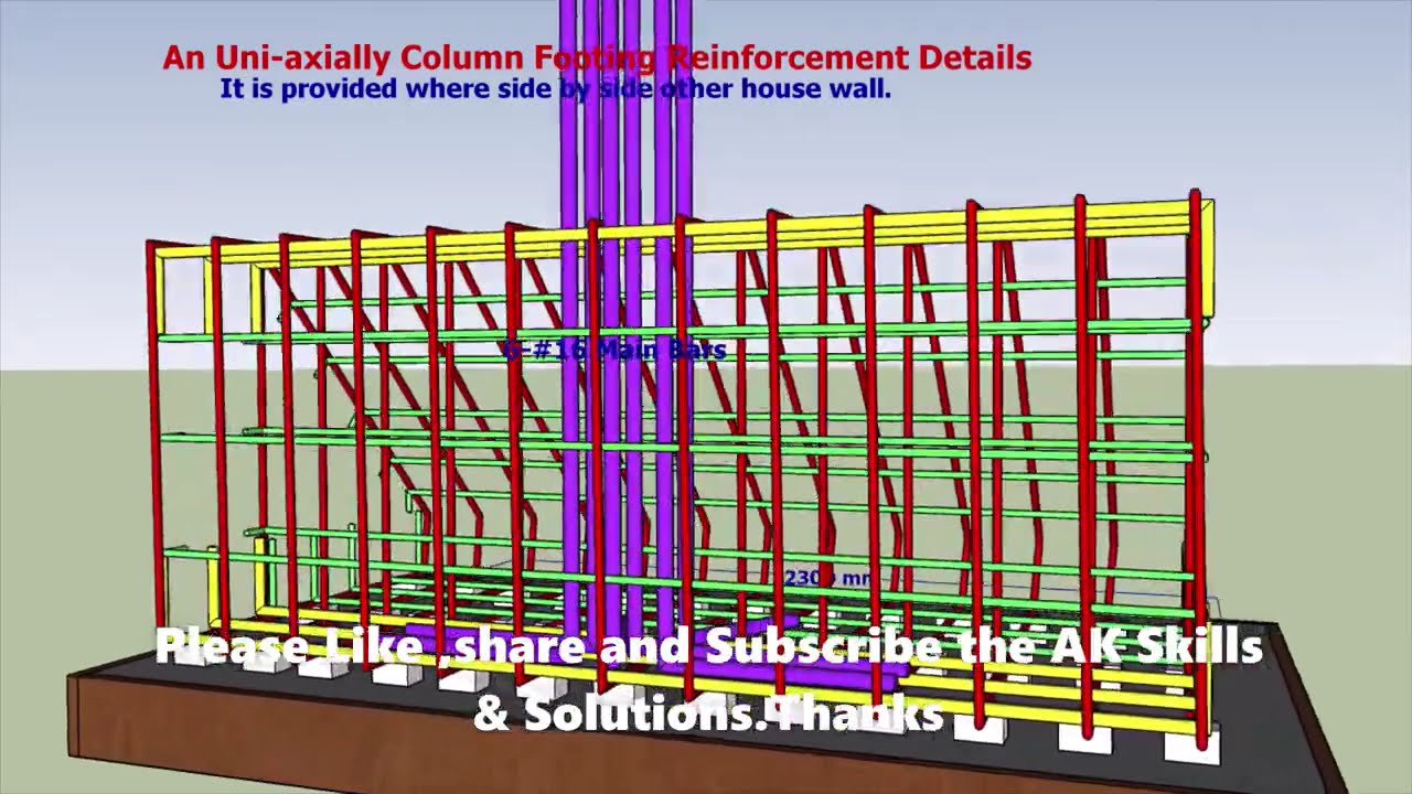 An Uni-Axially Column Footing Reinforcement Details - YouTube