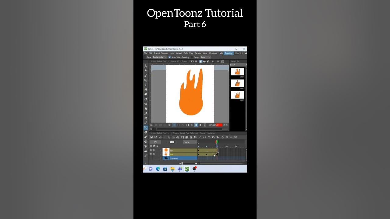 OpenToonz Animation Tutorial Part 6 | Fireball 🔥#opentoonz - YouTube