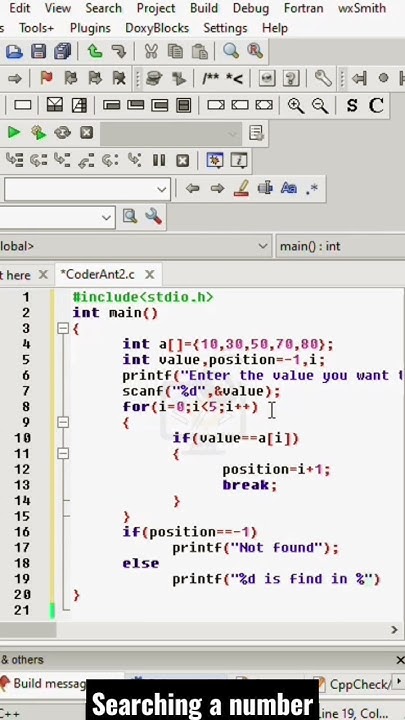 Searching A Number Using Array Linear Search C Programming Cprogramming Codinglife