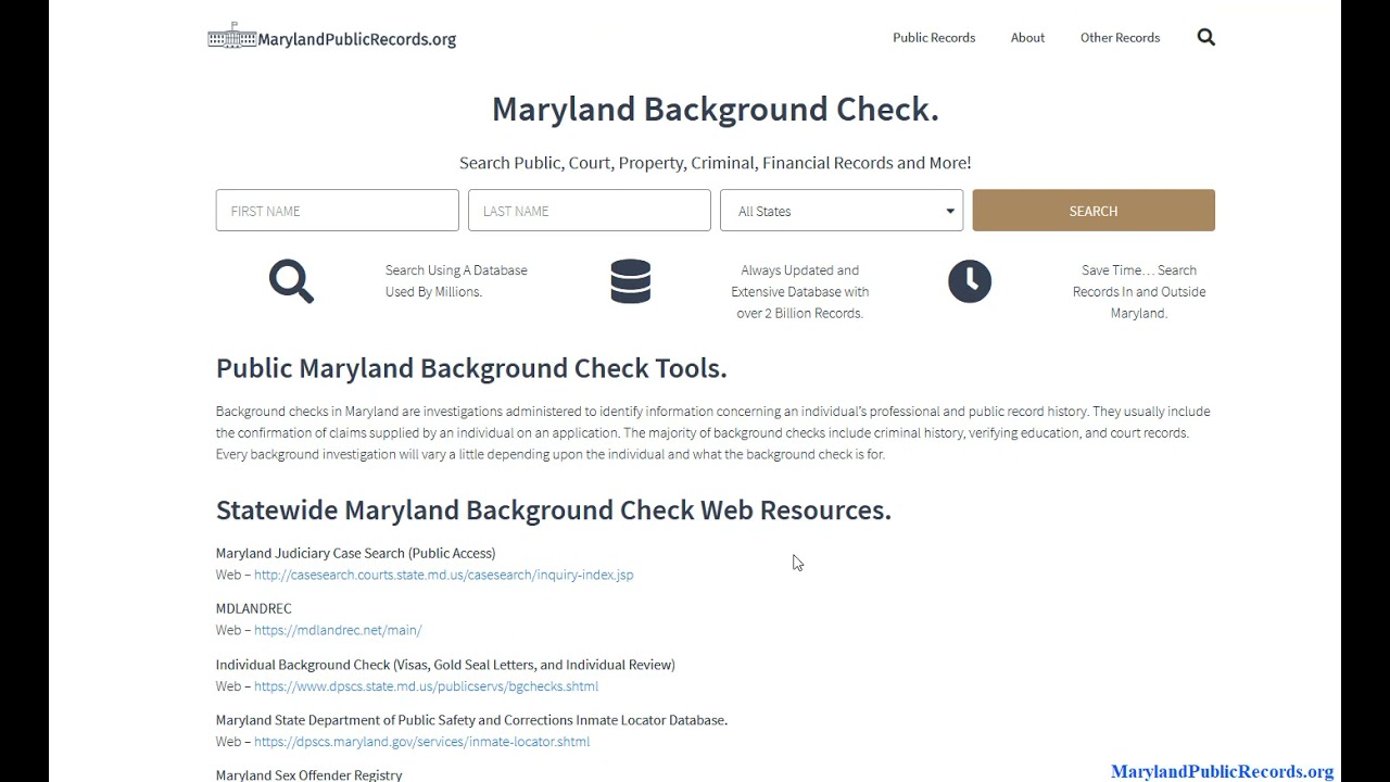 Maryland Background Check (Search Online Direct) - YouTube