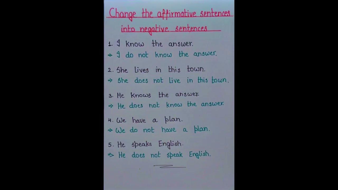 Change Affirmative sentences into Negative sentences #trending#shortsvideo#shorts#english# ...