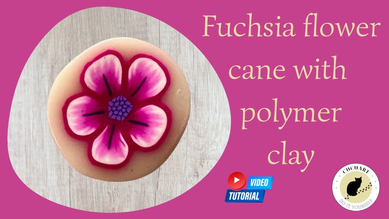Fuchsia flower cane with polymer clay - YouTube
