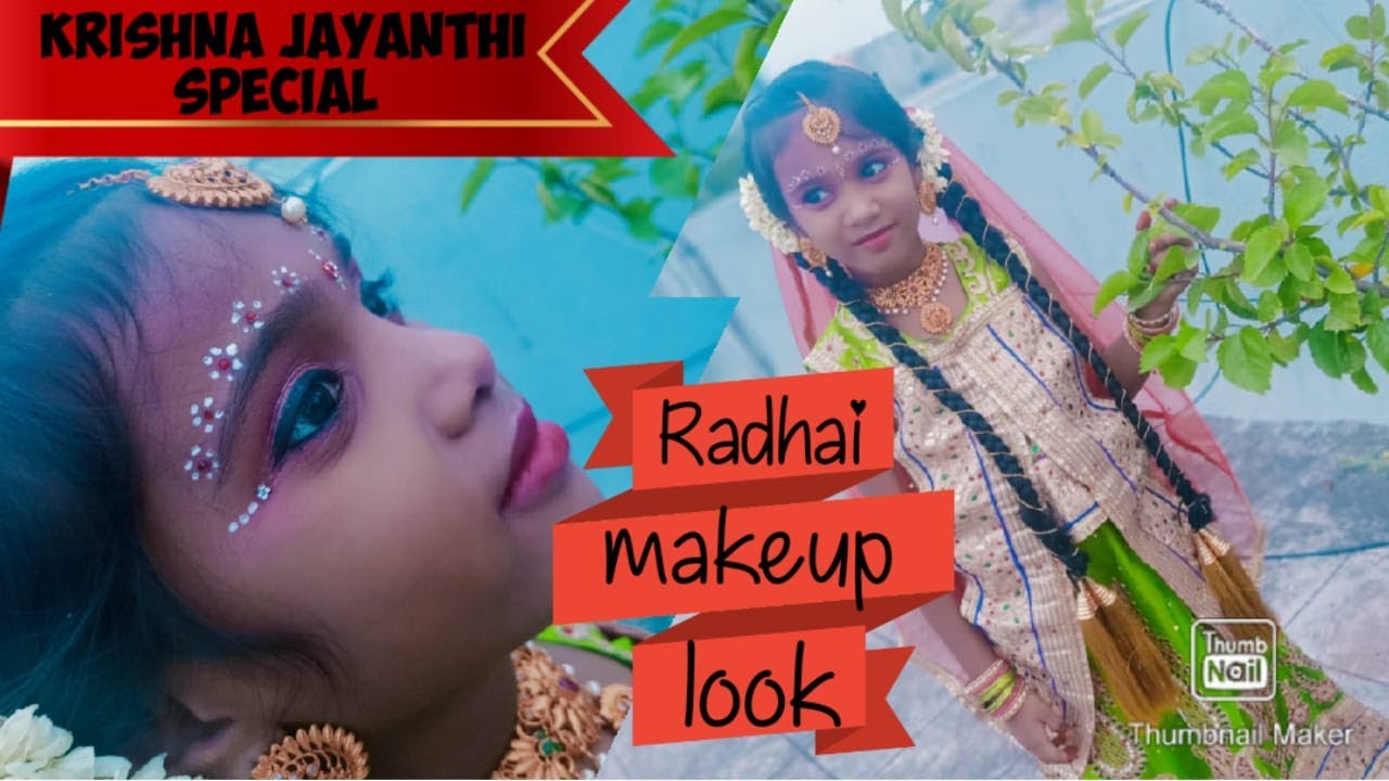 simple radhai makeup look for kids/krishna jayanthi special - YouTube