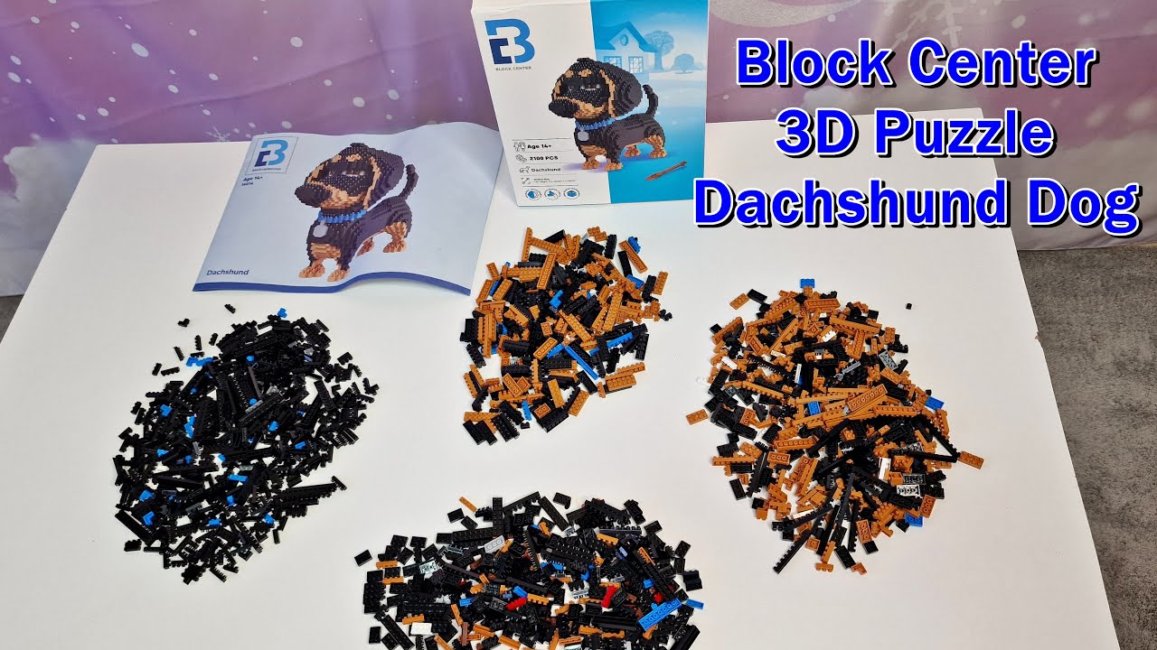 Block Center 3D Puzzle - Dachshund Dog Builder Set with Mini-Blocks ...