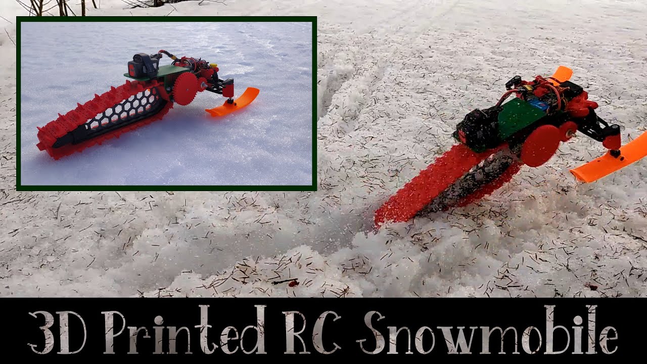 3D Printed RC Snowmobile V2 4S battery test! - YouTube
