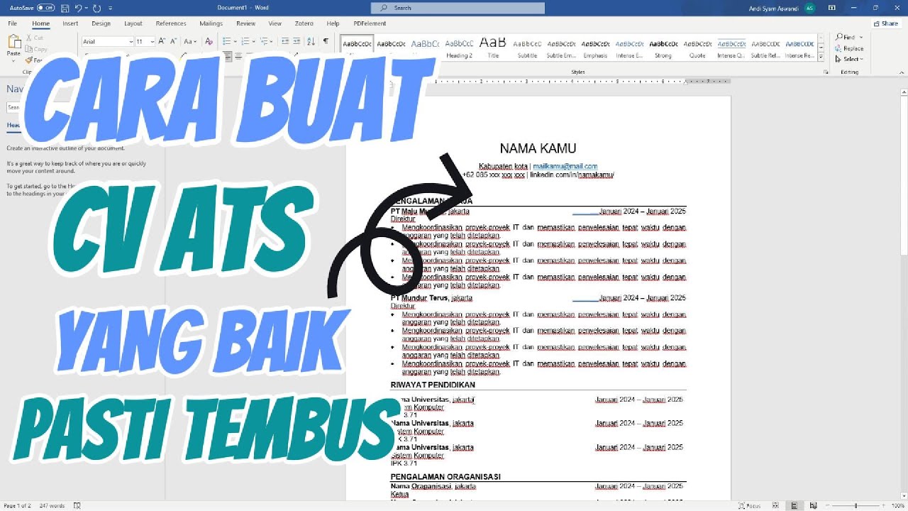 Cara Membuat CV ATS Friendly di Word 2025 | How to Make CV ATS Friendly ...