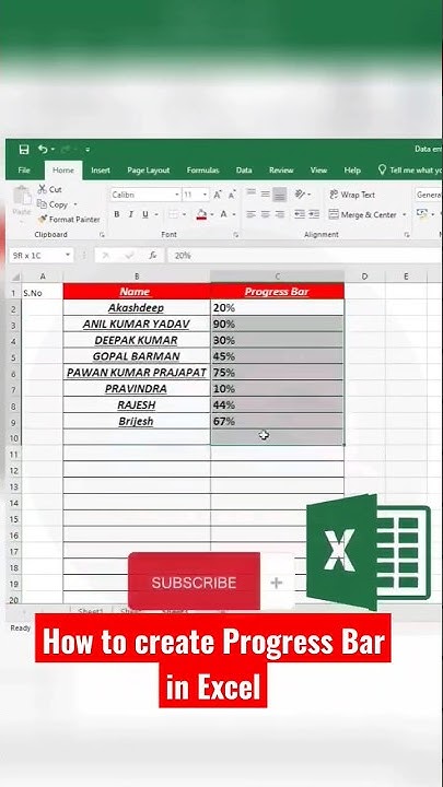 How to create Progress Bar in Excel. #excel #shortvideo#youtubeshortvideo - YouTube