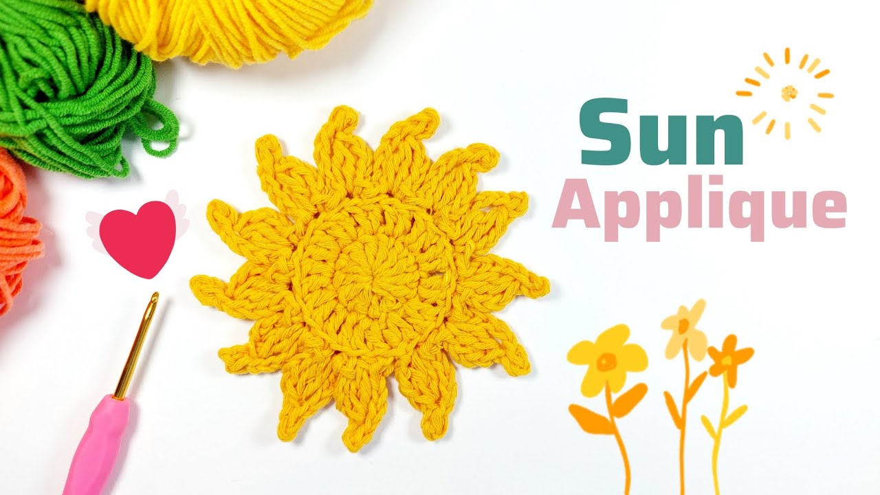 How to Crochet SUN Applique ☀🌞 / Crochet Free Pattern - YouTube