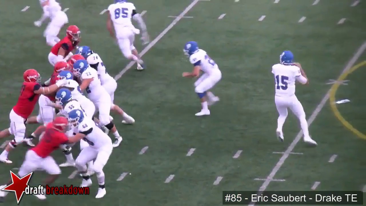 Eric Saubert (Drake TE) vs Dayton 2016 - YouTube