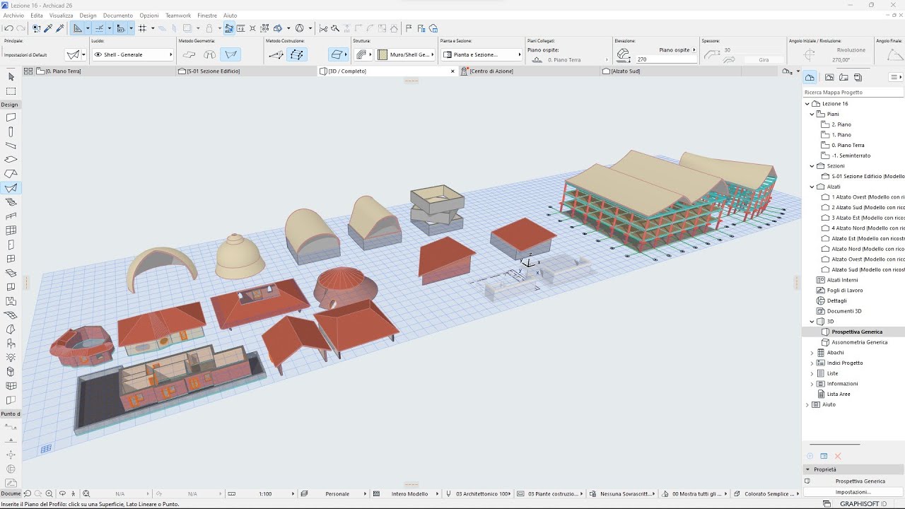 ARCHICAD - Lezione 16 - Tetti e Coperture con Strumenti Falda e Shell, Falde, Pendenze, Cupola ...