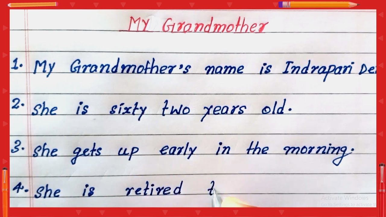 My Grandmother 10 line essay | simple english essay on my grandmother ...