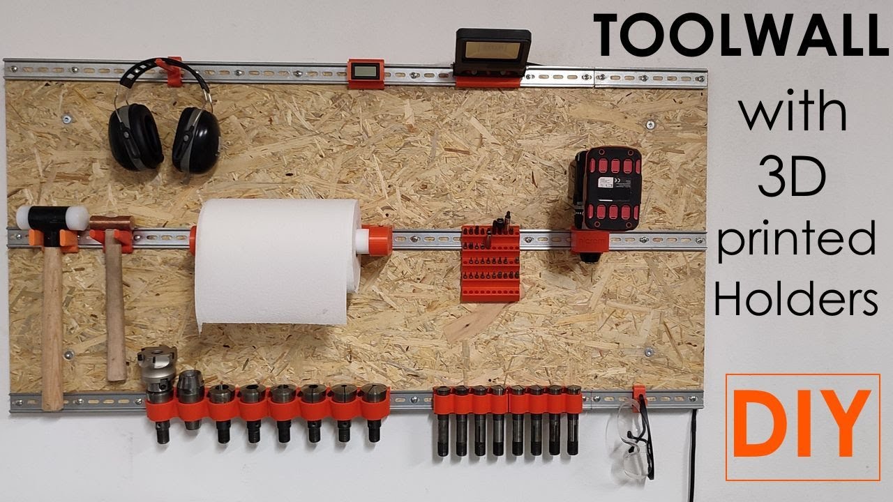 Professional DIY tool wall with tool holders from 3D printer - YouTube