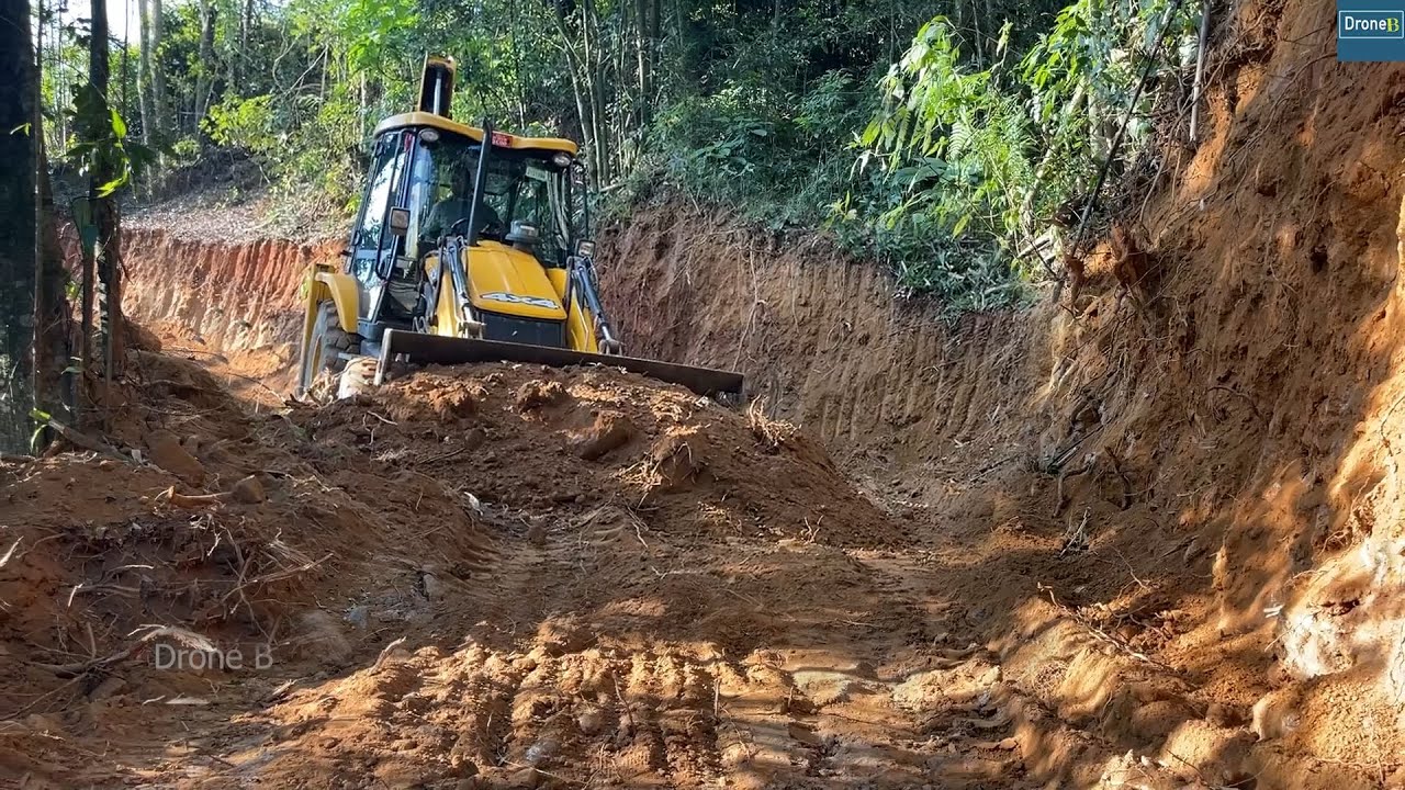 Mountain Mid Forest Road Construction with JCB Machine - YouTube