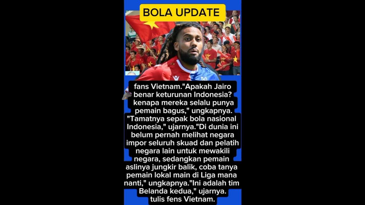 KOMENTAR FANS VIETNAM MELIHAT JAIRO RIEDEWALD BAKAL MENJADI PEMAIN NATURALISASI BARU TIMNAS🇲🇨 # ...