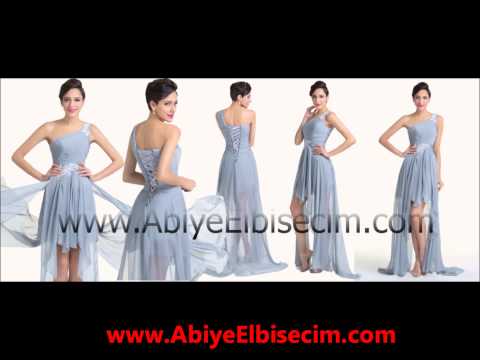 uzun kısa abiye elbise gri