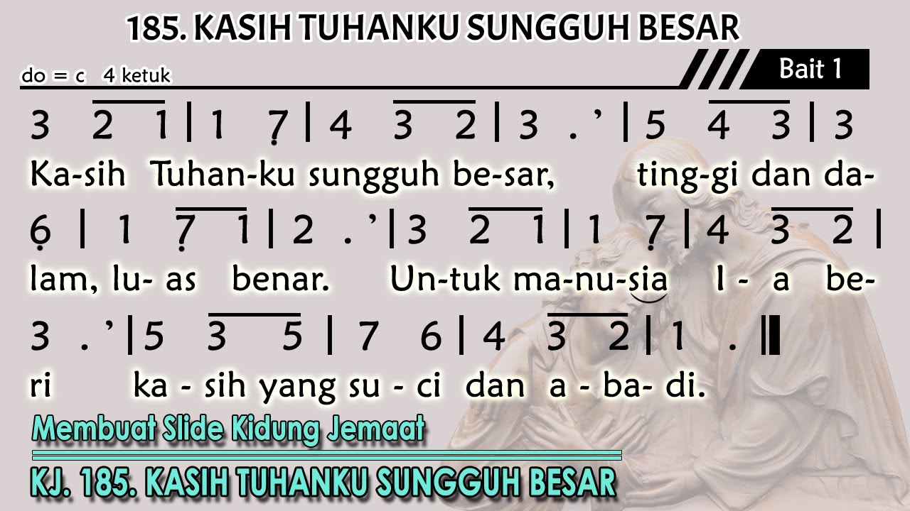 Cara Membuat Partitur Not Angka KJ. 185. Kasih Tuhanku Sungguh Besar ...