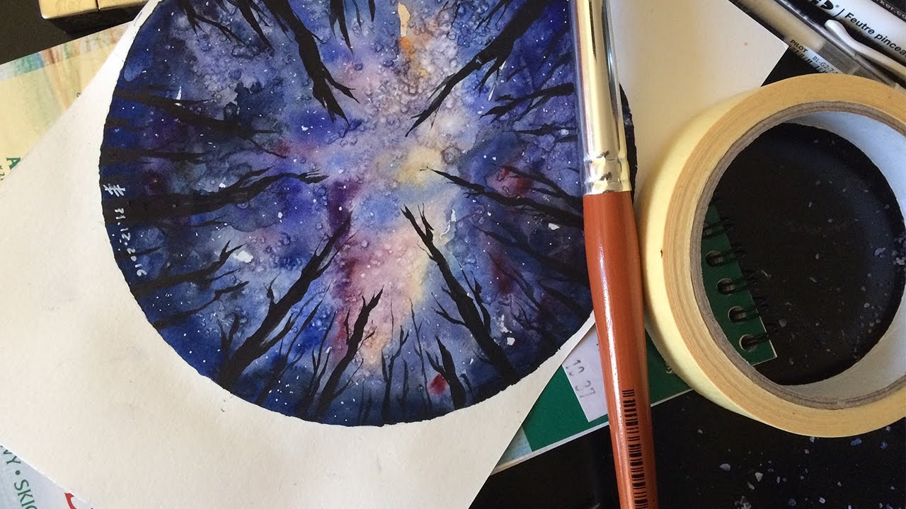 Watercolor Night Sky Timelapse - YouTube