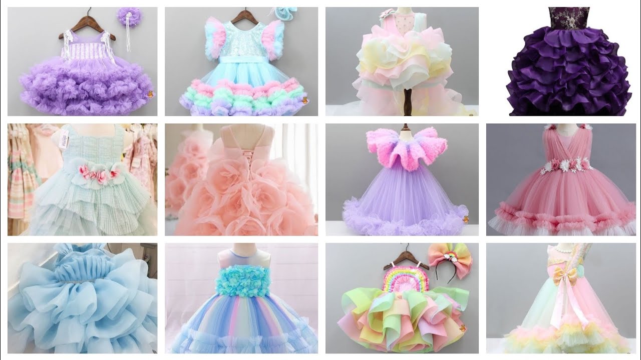 Lavender ruffle and sequin frocks designs||Frilly multicolour frocks ...