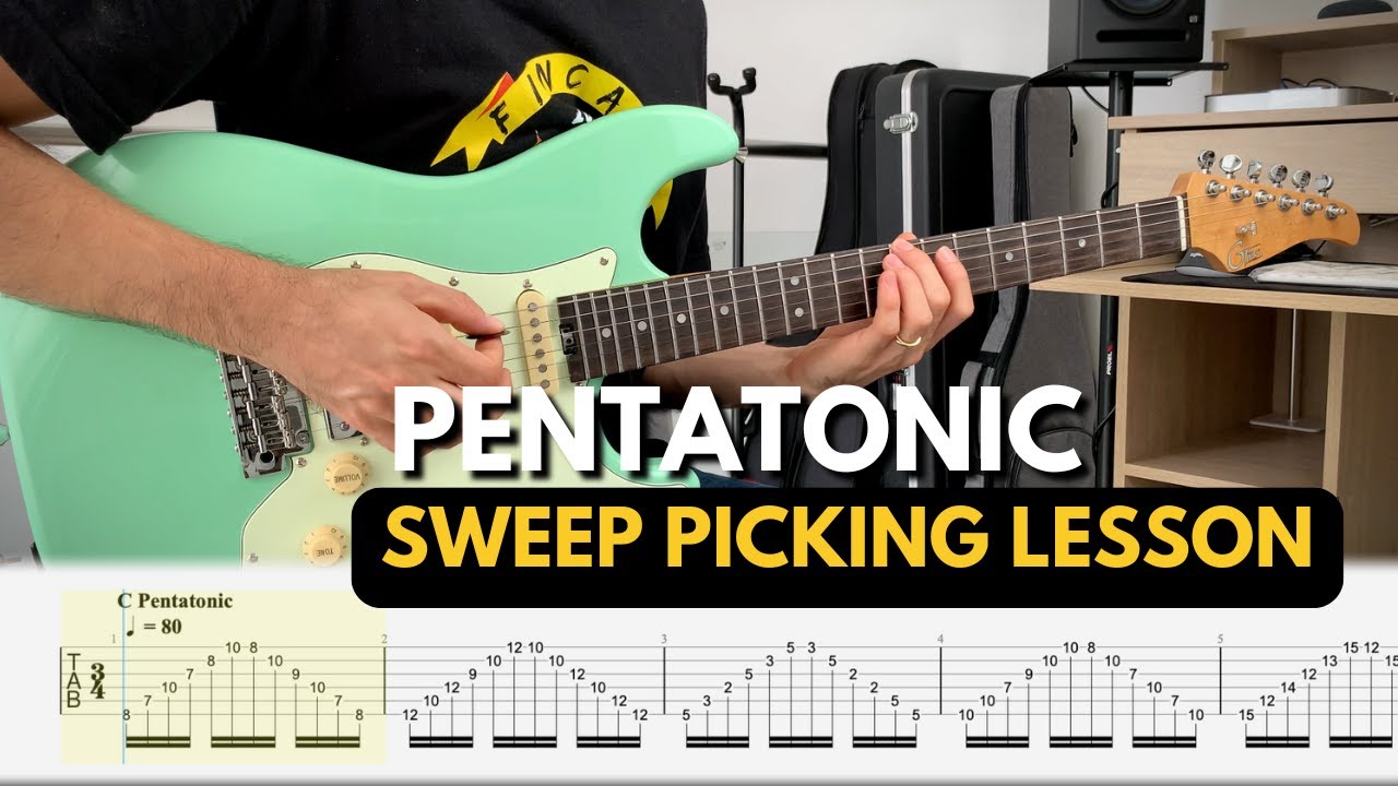 Etude Guitar 05 - Pentatonic Sweep Picking (Electric Guitar Lessons And Exercises) - YouTube
