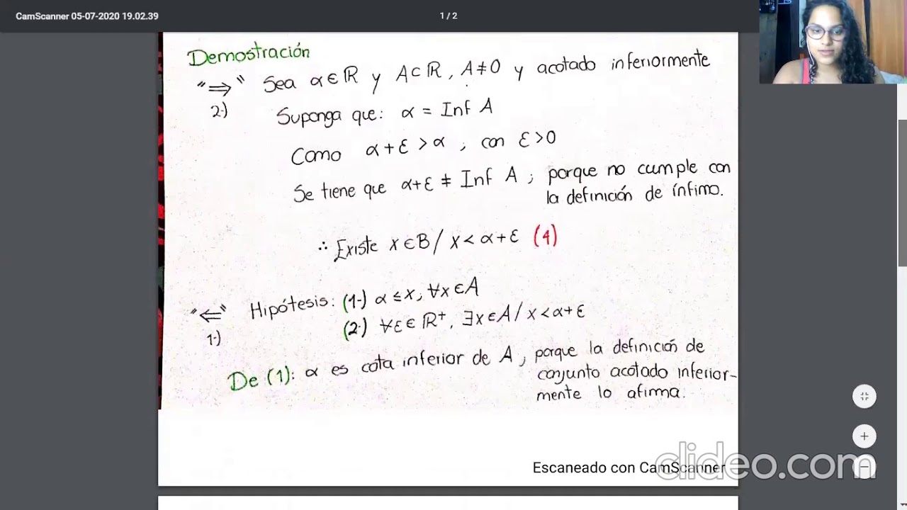 Enunciado, Ilustración y demostración de la caracterización del ínfimo ...
