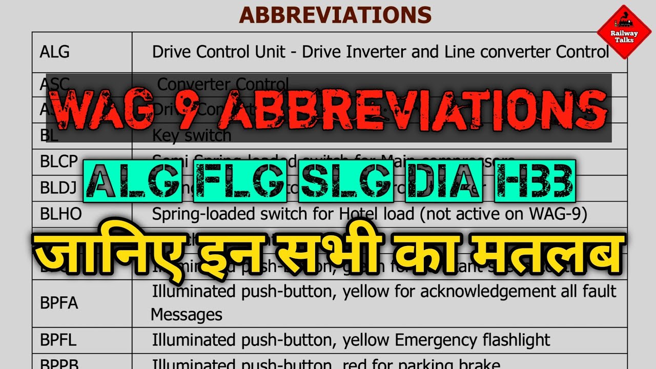 WAG 9 abbreviations | ALL full form | #locomotive #railway #loco # ...