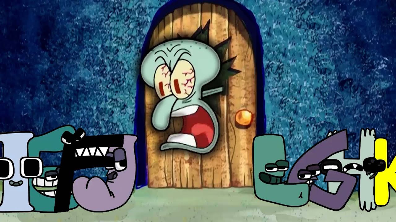 Squidward Kicks Alphabet Lore Letters (E-P) out of his house - YouTube