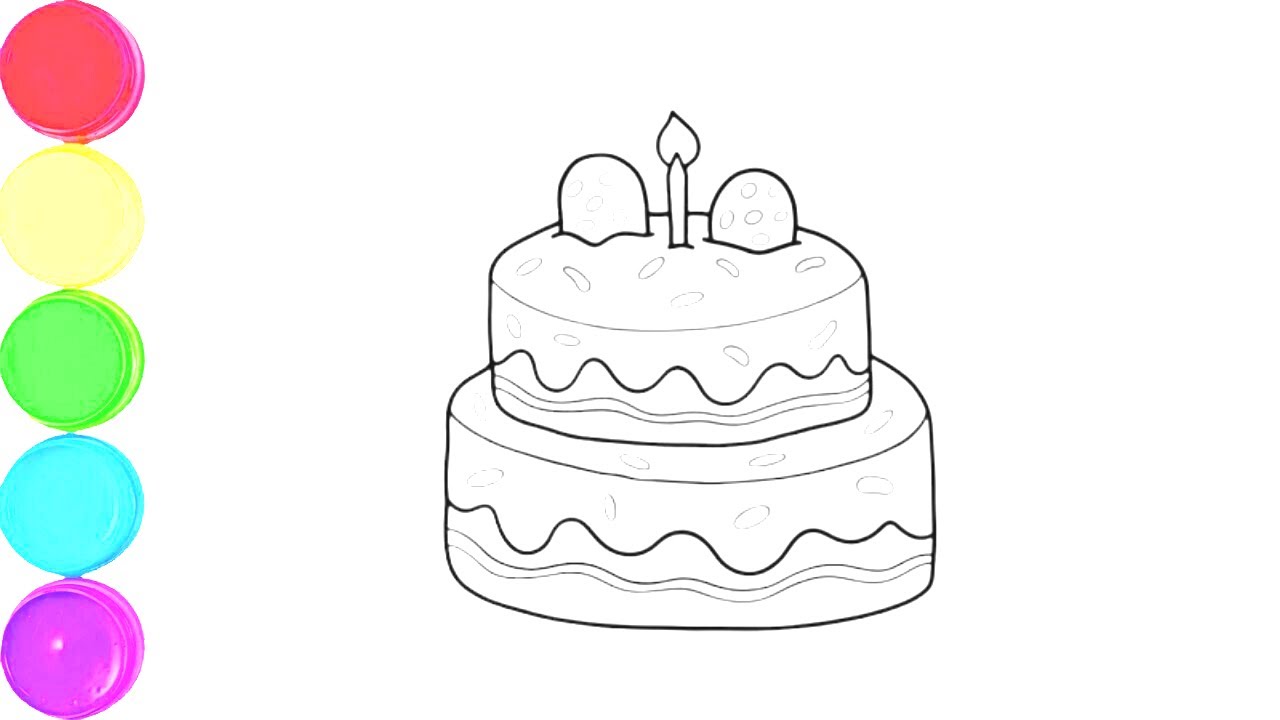 How to Draw a Cute Cake Delicious Easy for Kids - YouTube