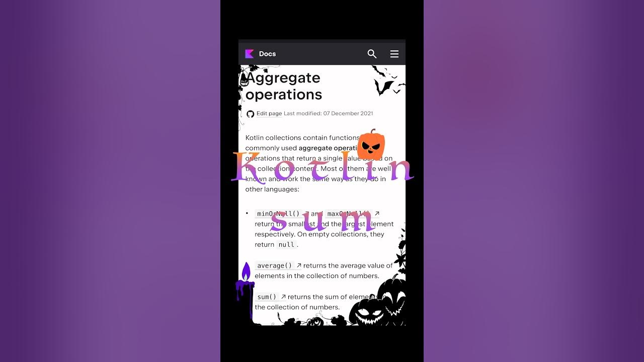 πkotlin Aggregate Operator Sum π»π¬ Shorts Halloween Leetcode Youtube