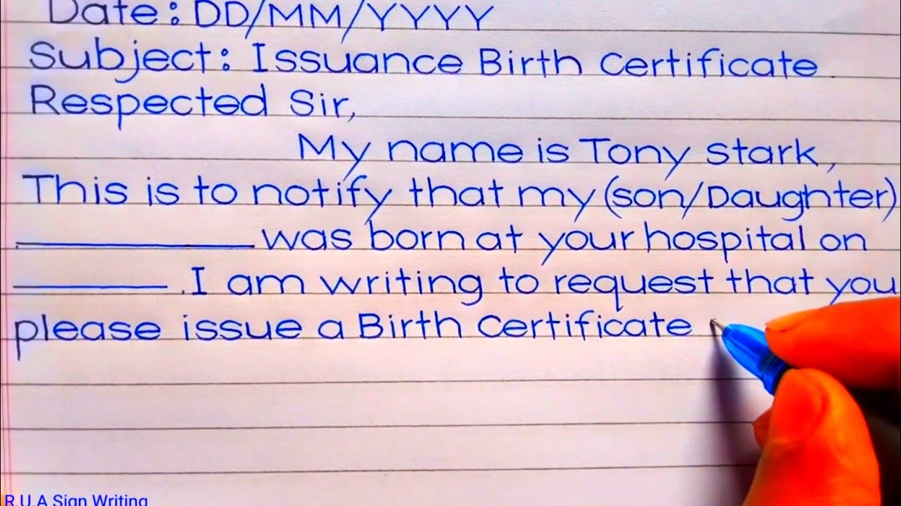 How to write Application for Birth Certificate | Neat and Clean ...